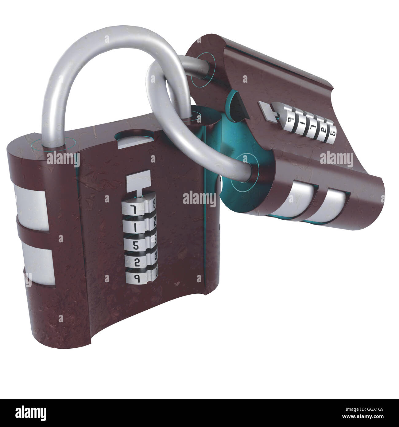 isolated heavy combination lock with five digits Stock Photo - Alamy