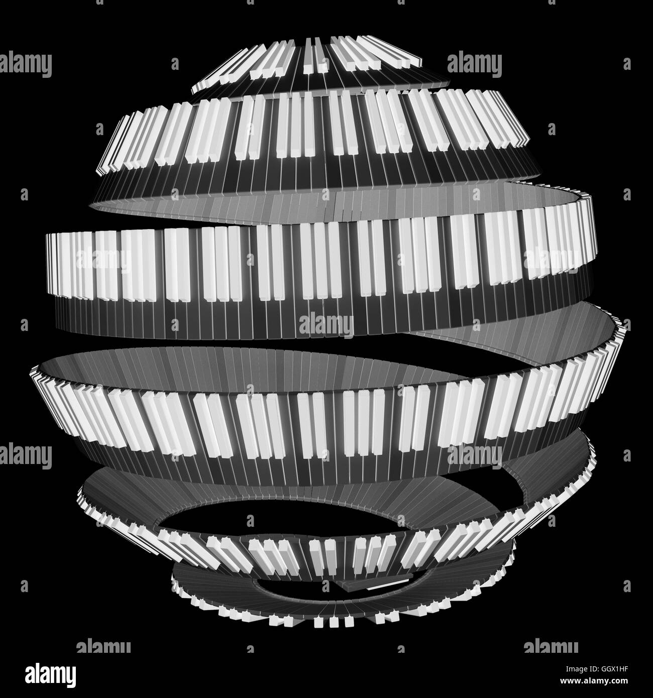 Spherical shaped piano keyboard design render 3d Stock Photo - Alamy
