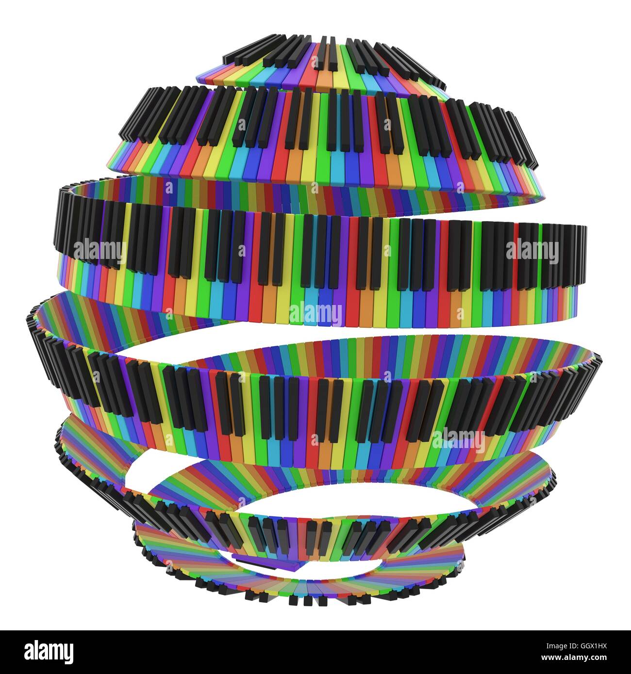 Spherical shaped piano keyboard design render 3d Stock Photo - Alamy