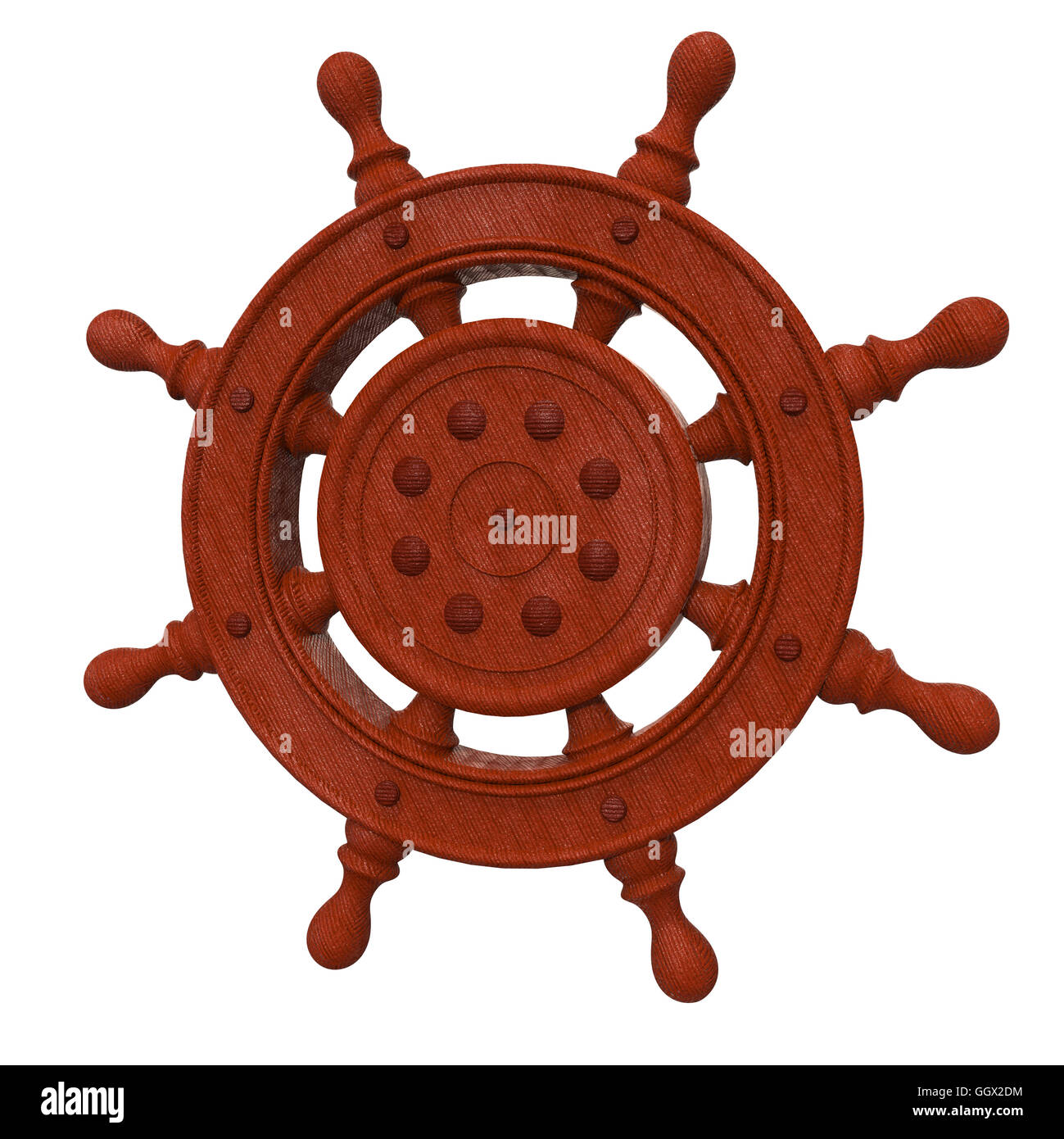 isolated nautical helm 3d render design on white background in wood ...