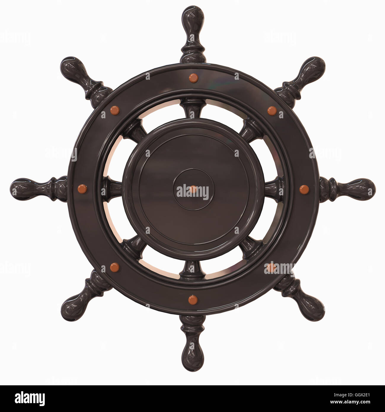 isolated nautical helm 3d render design on white background in plastic ...
