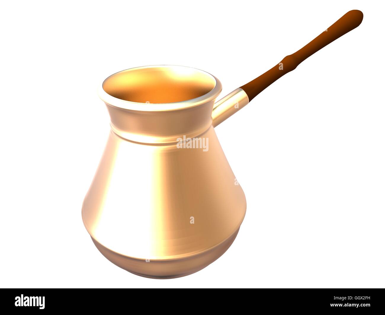 isolated jezve for coffee with wooden handle Stock Photo - Alamy