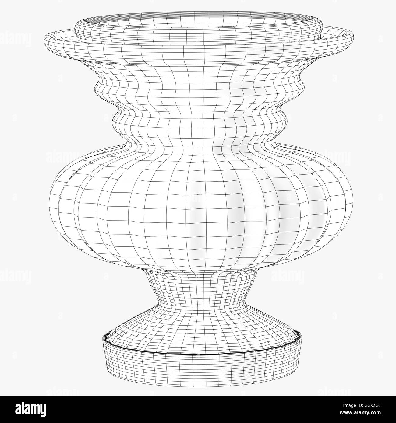 Oriental vase with indents on its body wireframe Stock Photo - Alamy