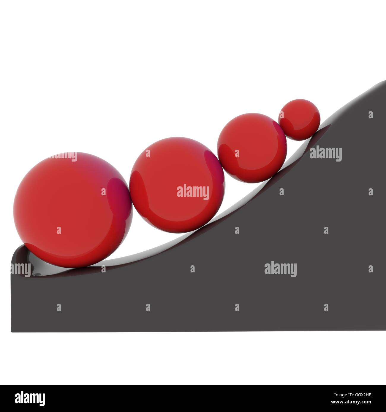 four red colored balls on a slope Stock Photo - Alamy