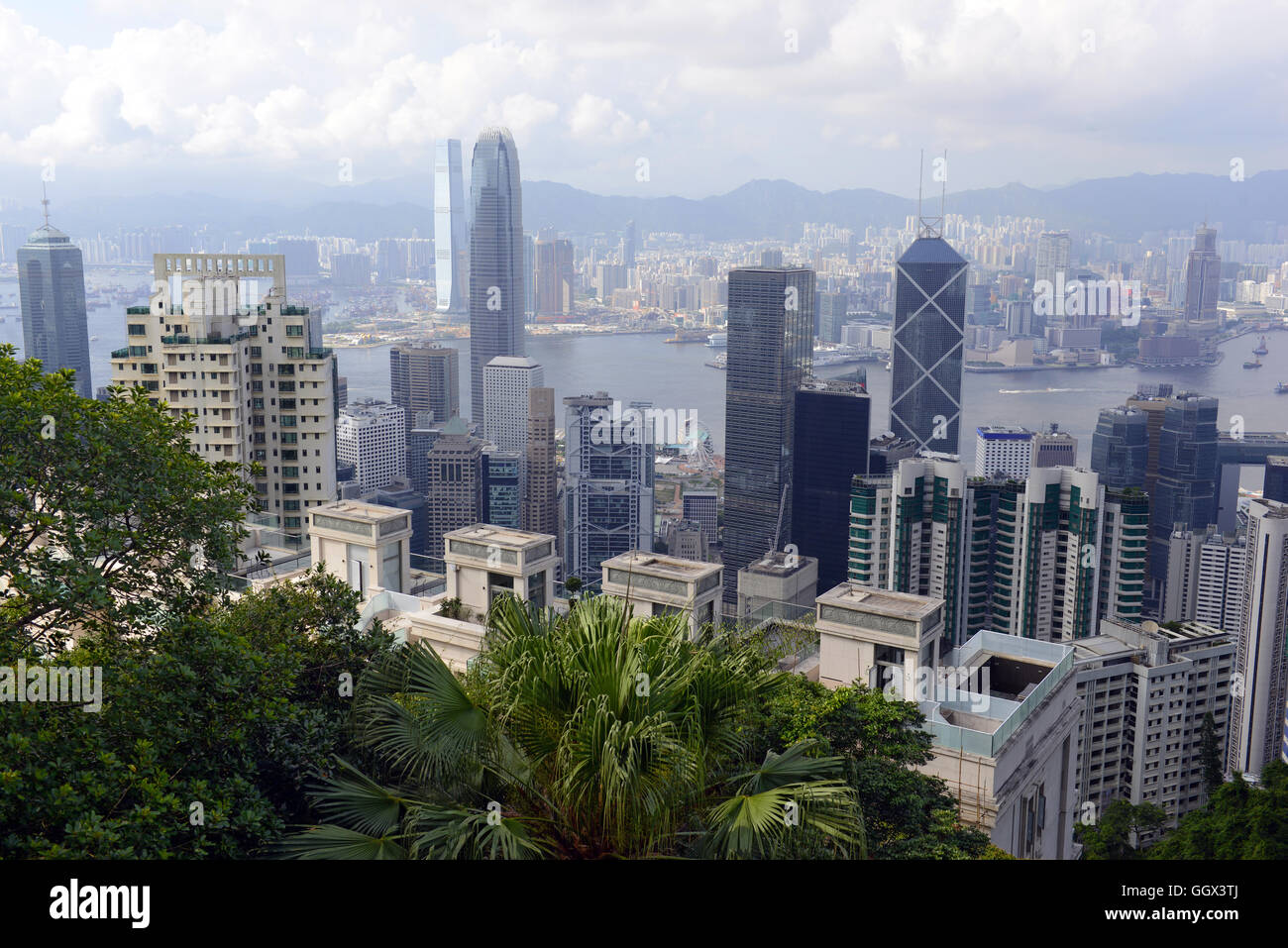 Tightly packed buildings in the island metropolis of Hong Kong Stock ...