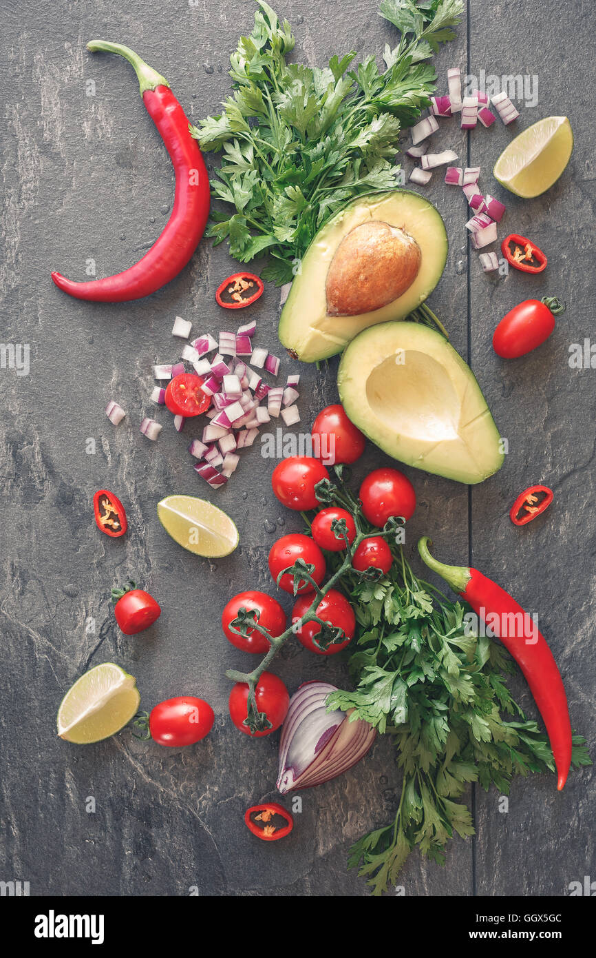 Mexican guacamole on dark hi-res stock photography and images - Alamy