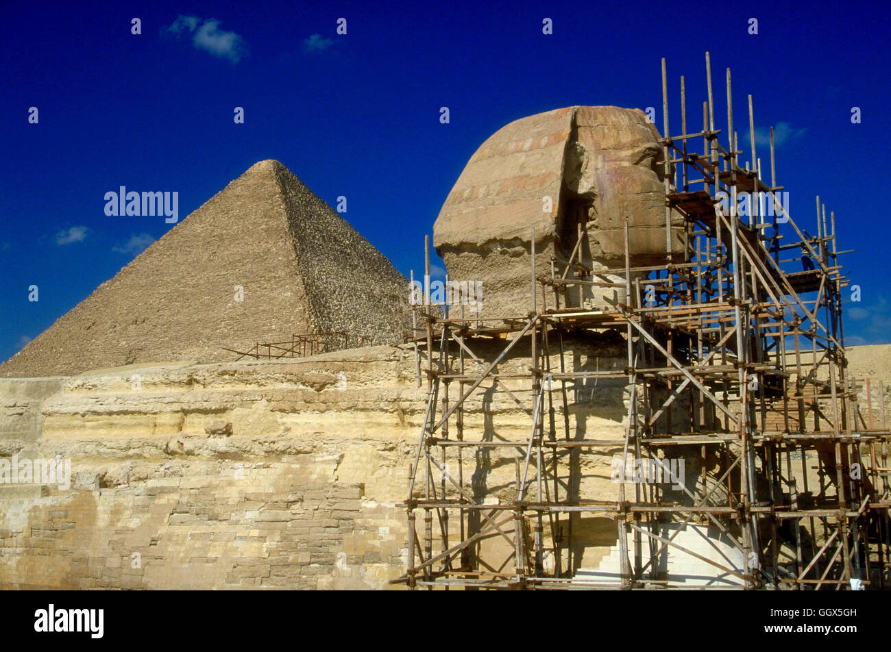 Restoration of the Sphinx in 1991. The great Pyramids and Sphinx at ...