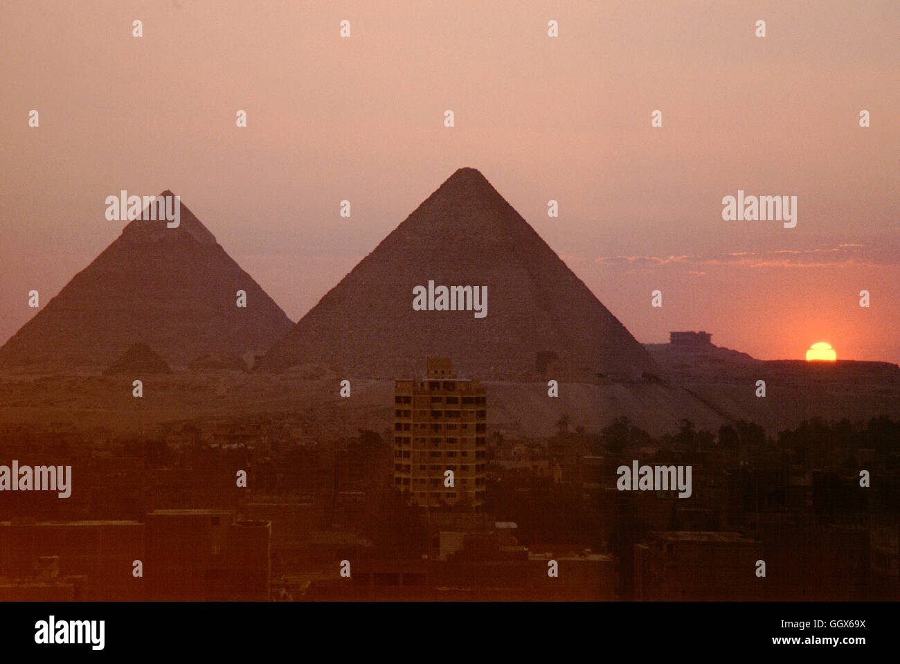 The Great Pyramids at sunset on the Giza Plateau. Egypt Stock Photo - Alamy