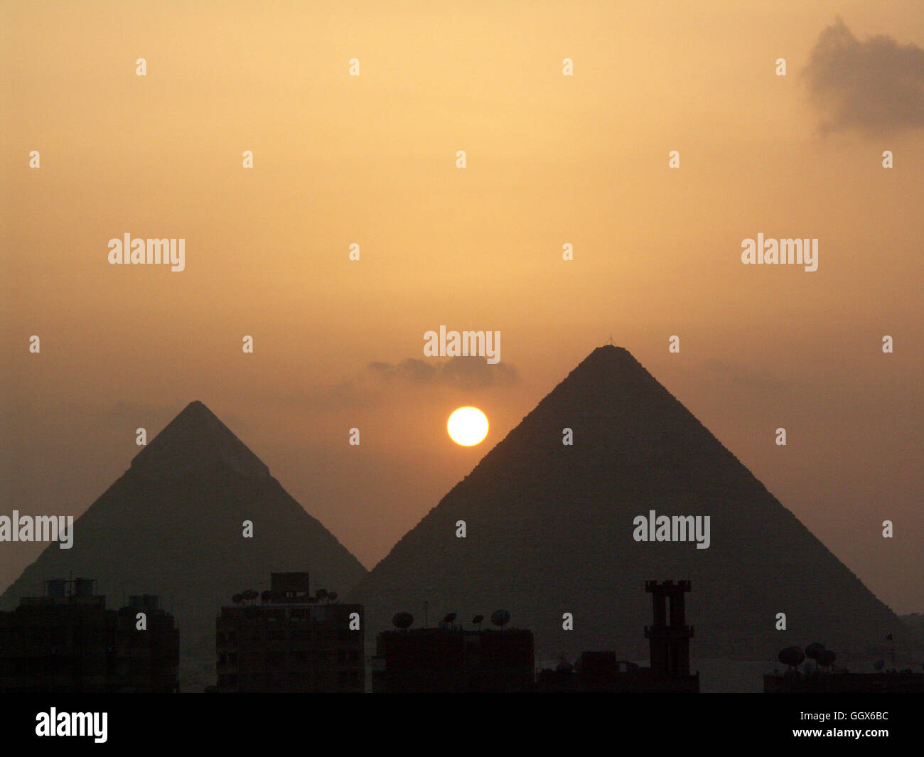 The Great Pyramids at sunset on the Giza Plateau. Egypt Stock Photo - Alamy