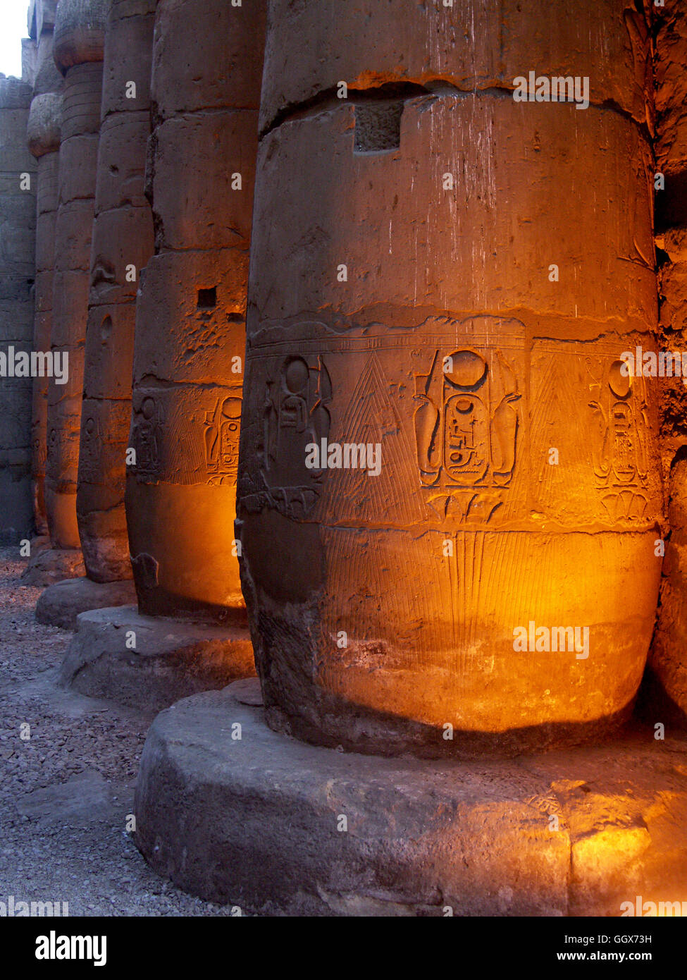 Inscribed columns in the Peristyle Courtyard of Ramesis II. The Temple ...
