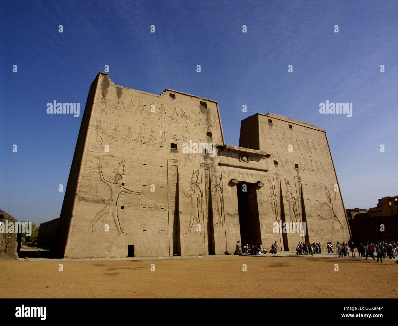Front façade of the Ptolemaic Temple of Horus at Edfu – Egypt Stock ...