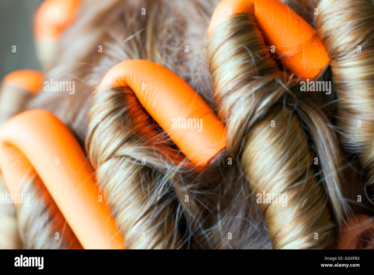 curlers in her hair Stock Photo - Alamy