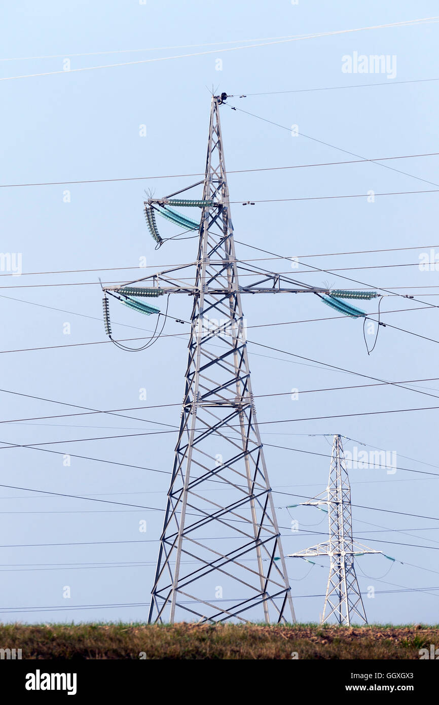 High-voltage power poles Stock Photo - Alamy