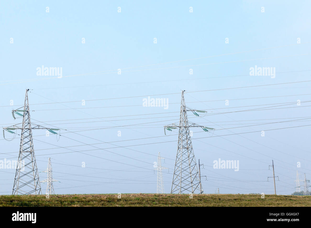 High-voltage power poles Stock Photo - Alamy