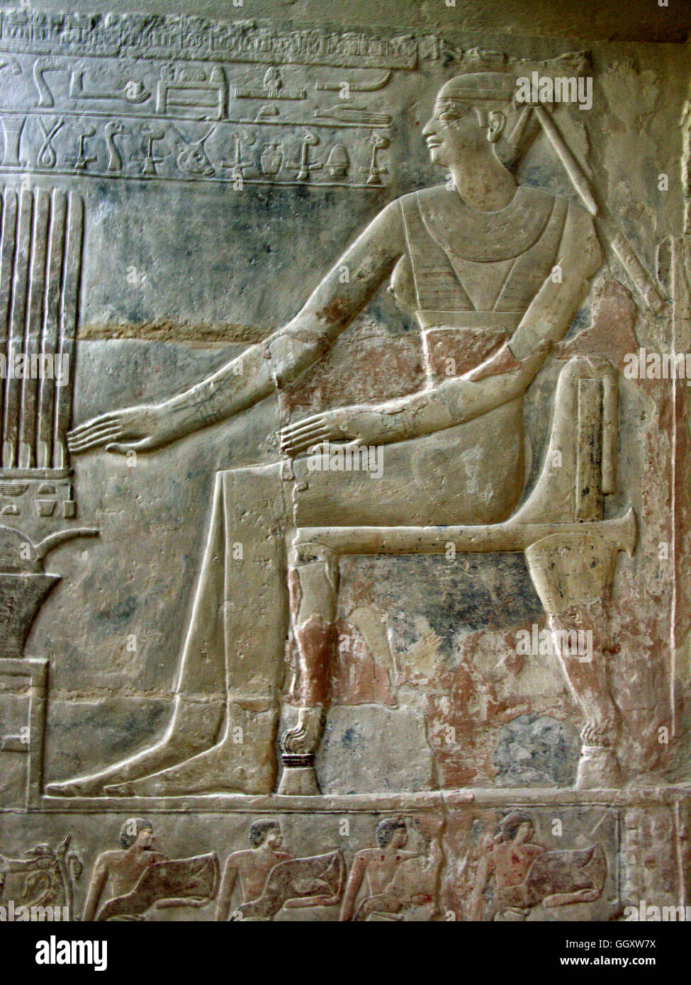 Wall relief of the wife of Mereruka in his tomb at Saqqara. Saqqara ...