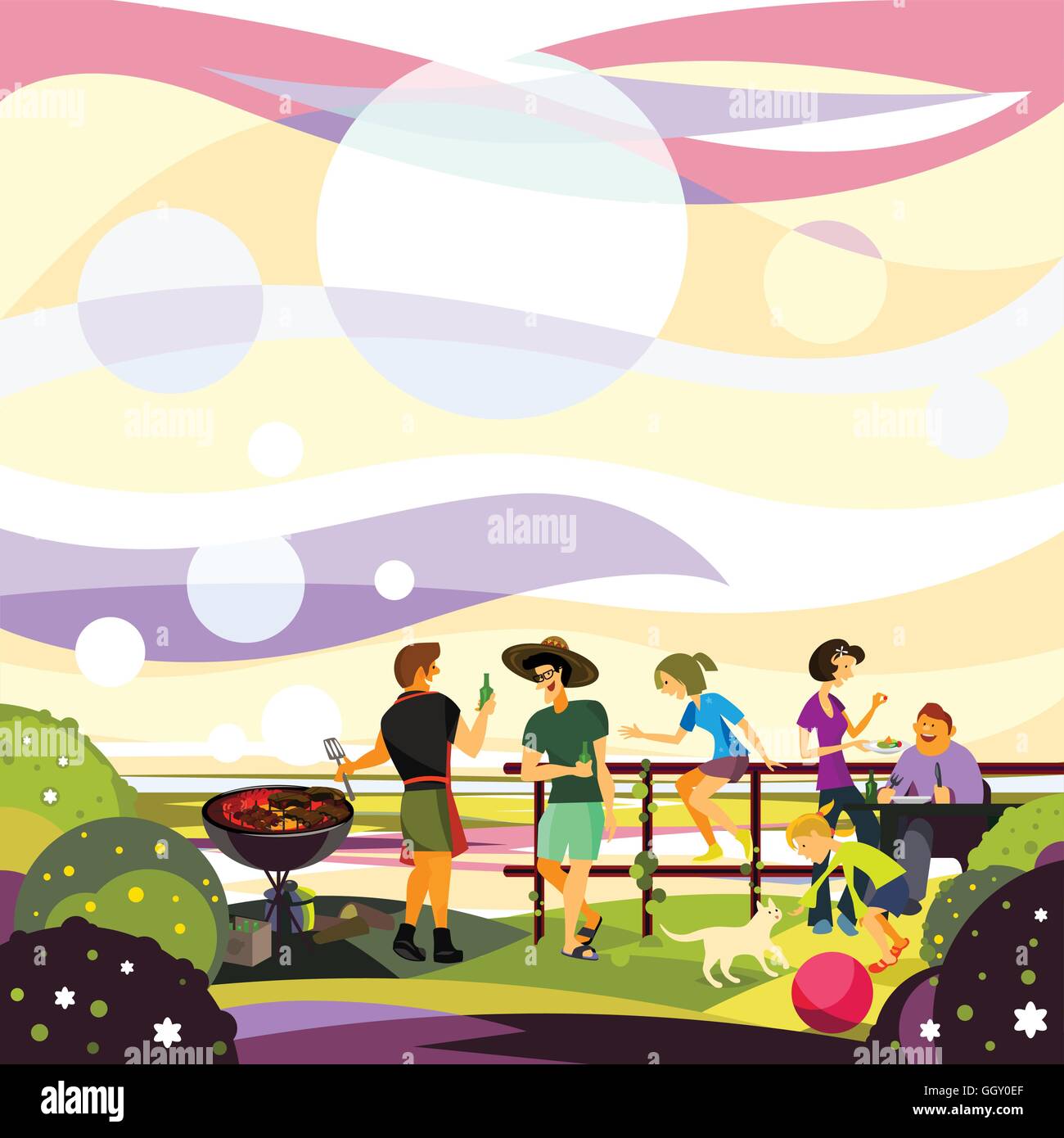 Family friends bbq Stock Vector Images - Alamy