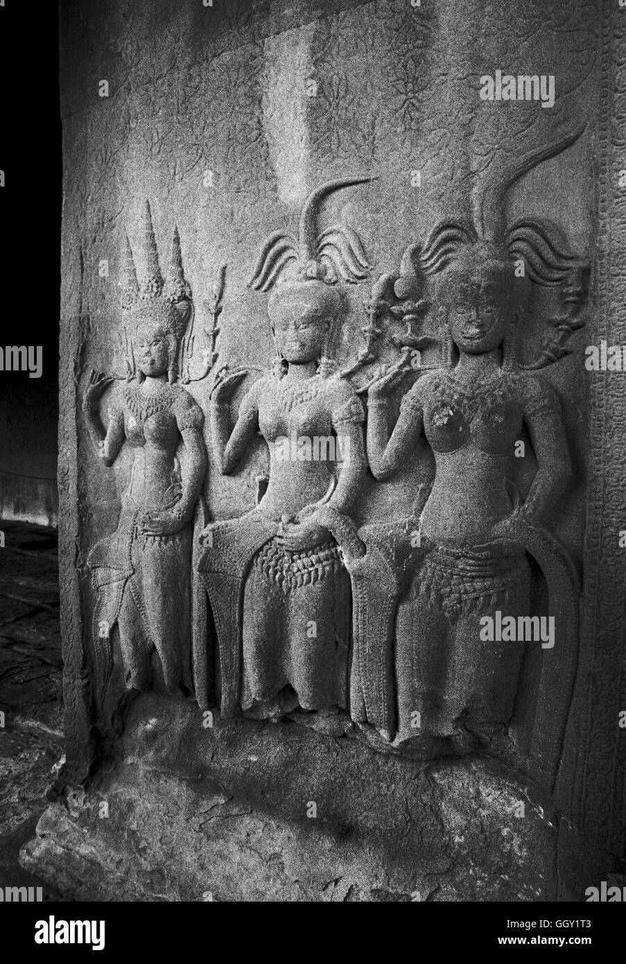Female divinity figures wall relief on the second level of the main ...