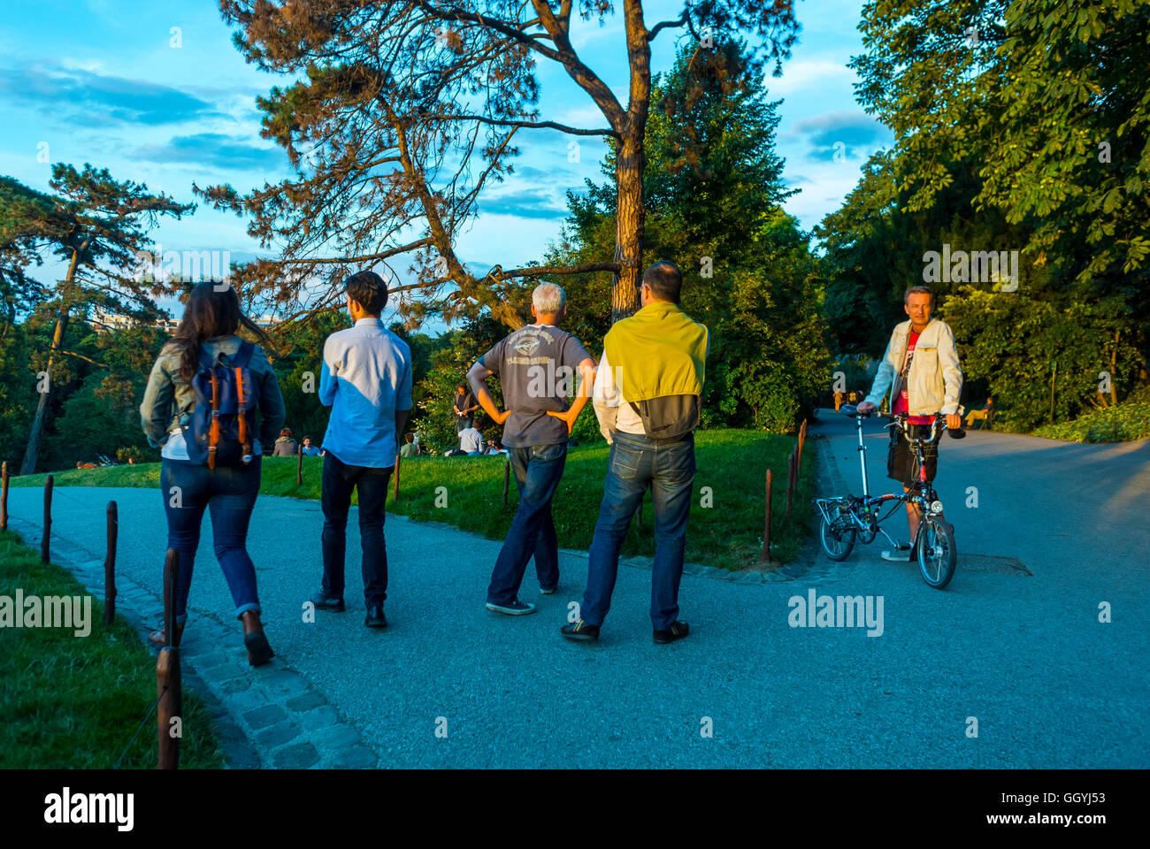 Paris, France, Group of French people urban public Walking on Path in ...