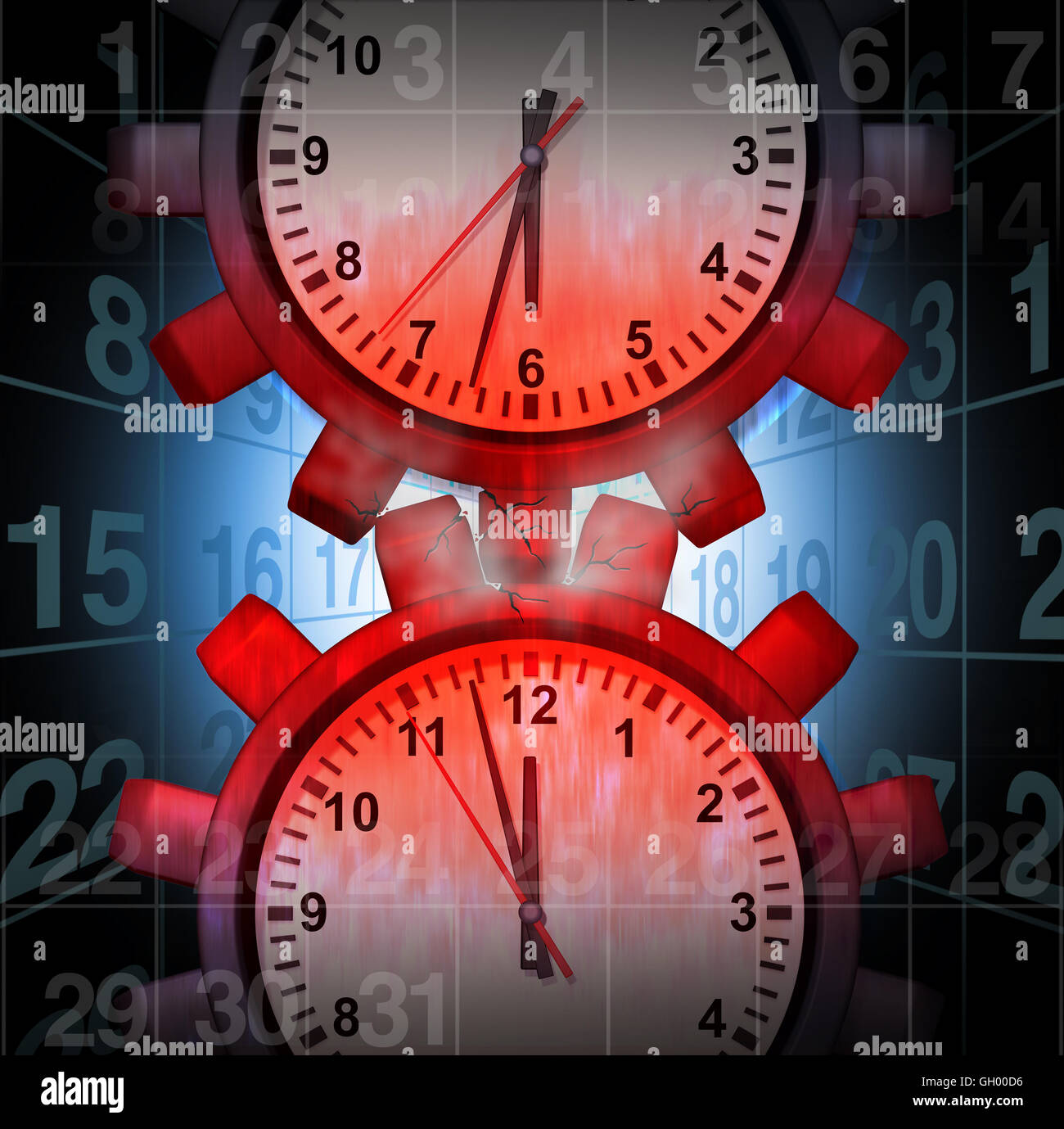 Work Schedule Stress concept as clocks shaped as gears creating ...