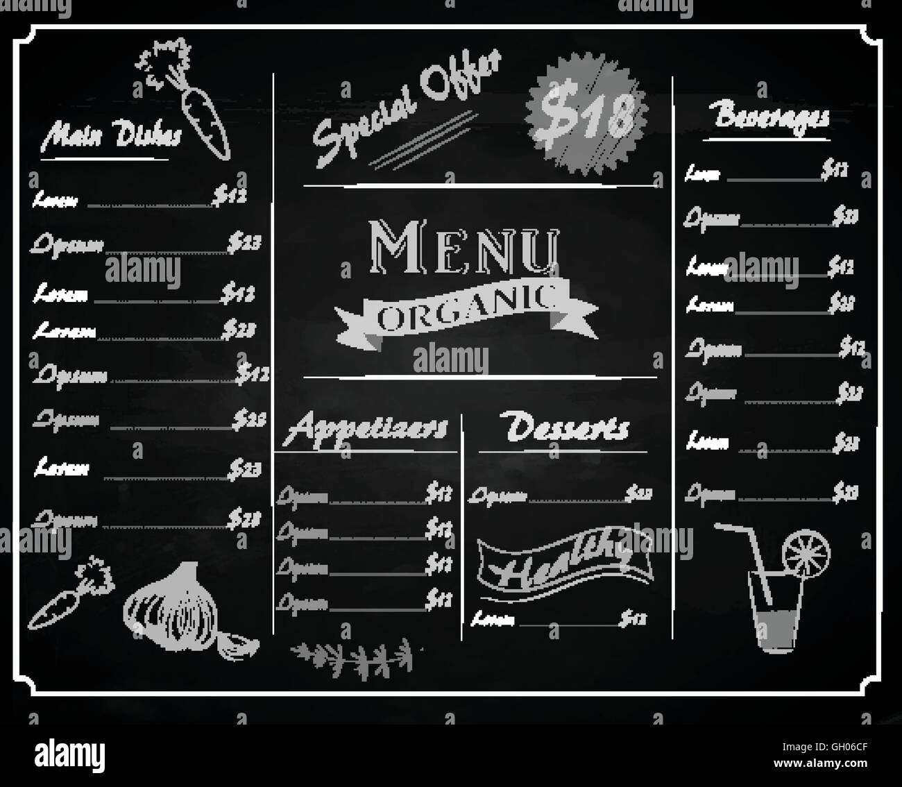 full vector template Chalkboard menu Stock Vector Image & Art - Alamy