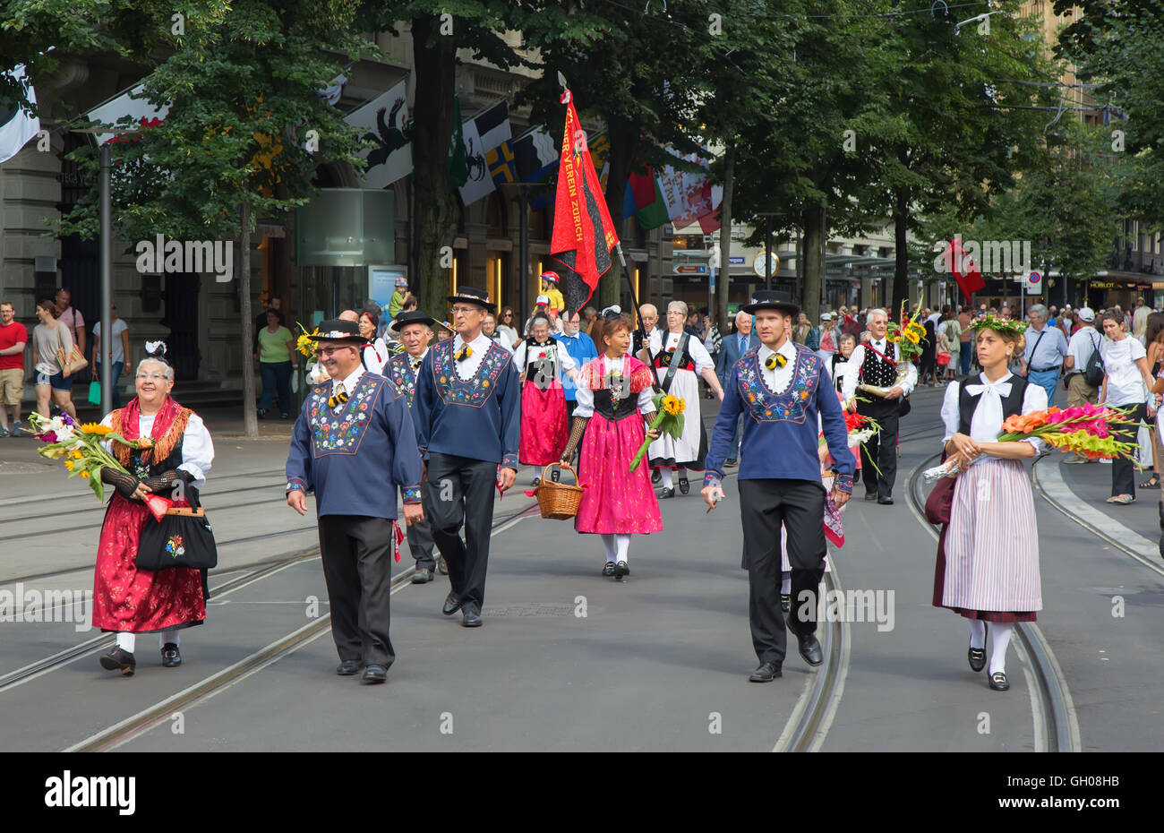 ZURICH - AUGUST 1: Swiss National Day parade on August 1, 2016 in ...