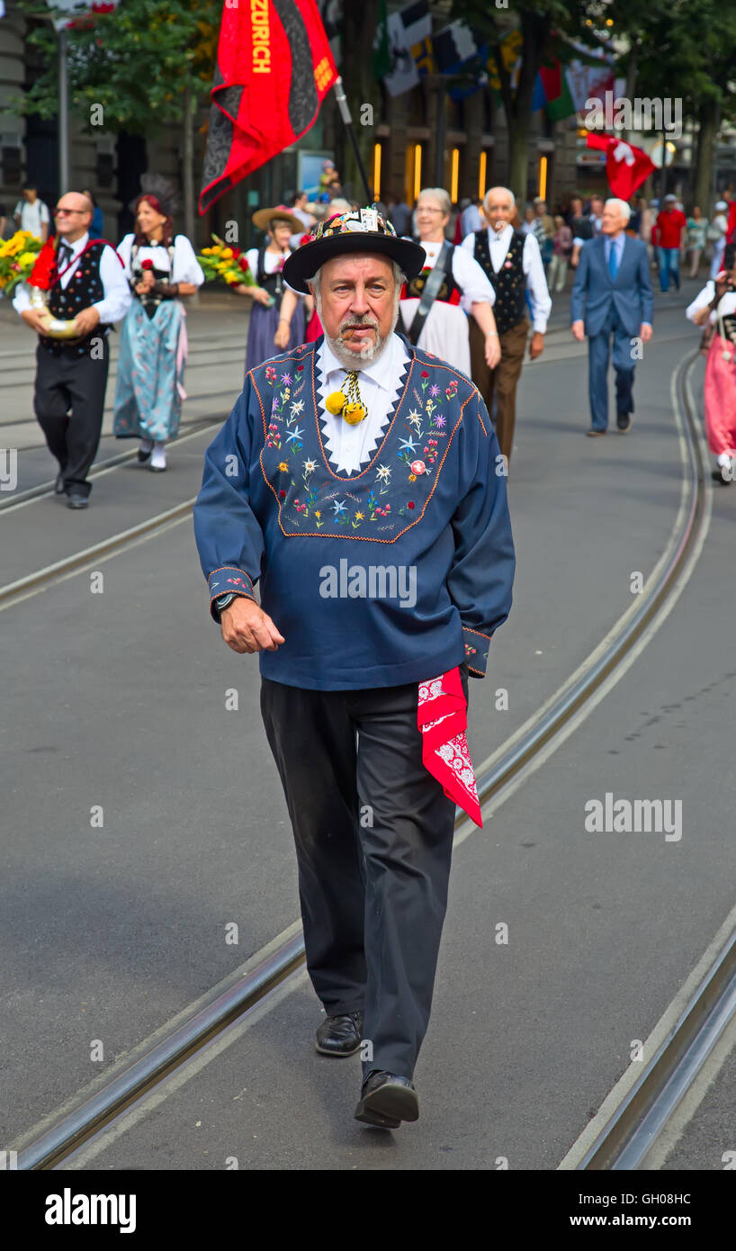 ZURICH - AUGUST 1: Swiss National Day parade on August 1, 2016 in ...