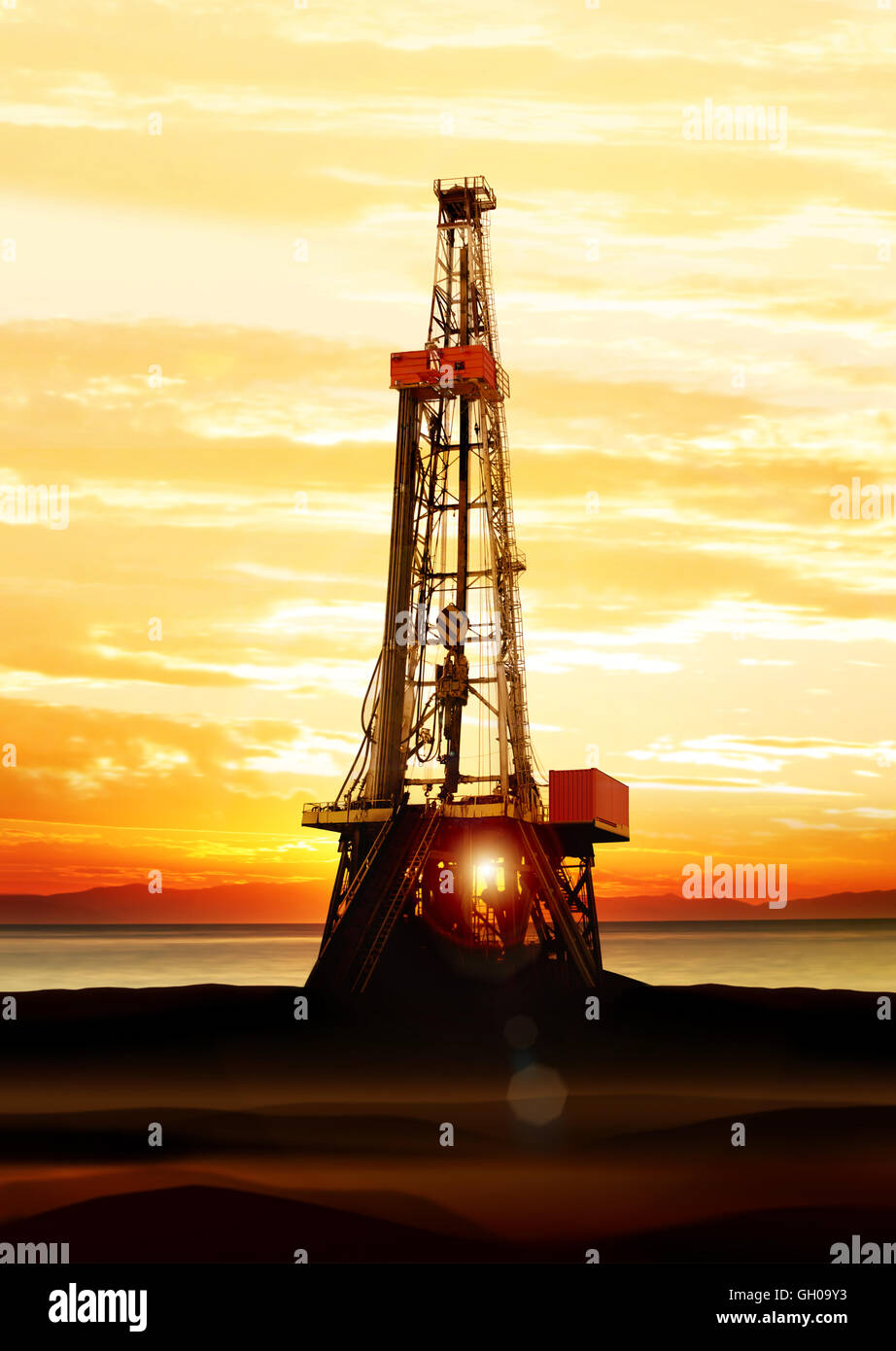 Drill tower sunrise oil rig hi-res stock photography and images - Alamy