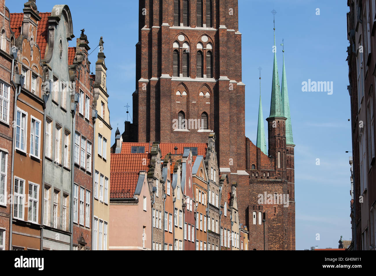 City of Gdansk in Poland, historical tenement houses, apartment ...