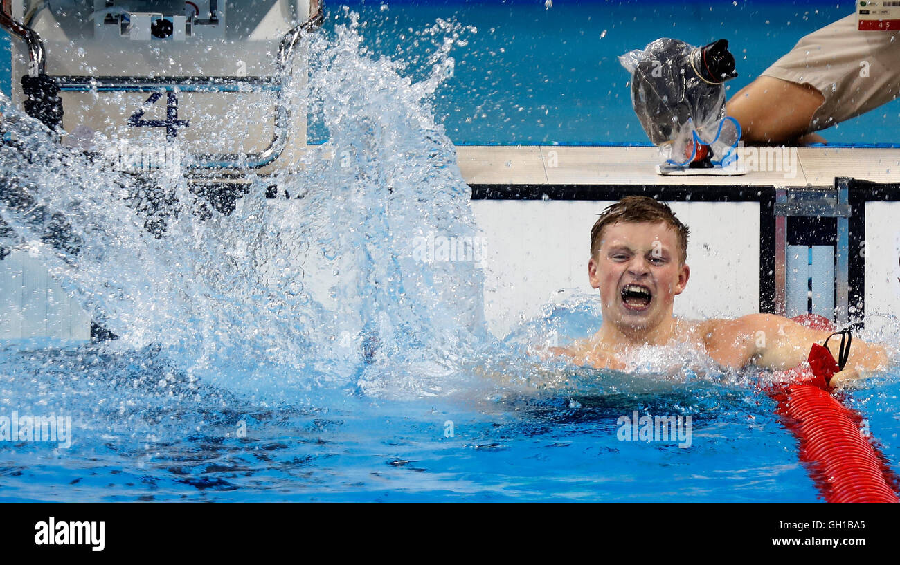 Rio De Janeiro, Brazil 7th Aug, 2016. Britain's Adam Peaty celebrates ...