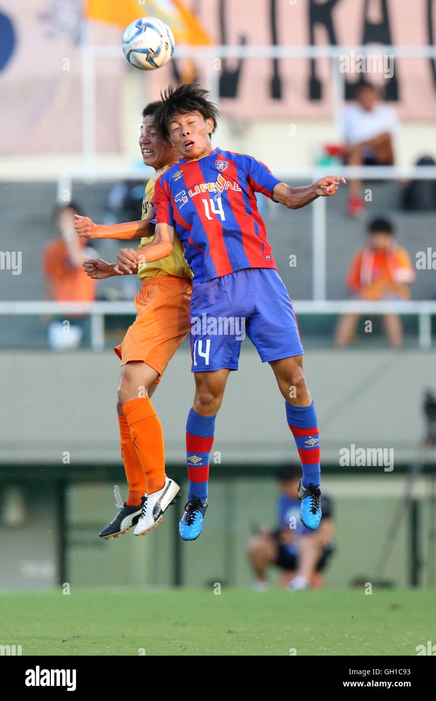 Tokyo, Japan. 4th Aug, 2016. (L-R) Kohei Sano (S-Pulse), Takuya Uchida ...