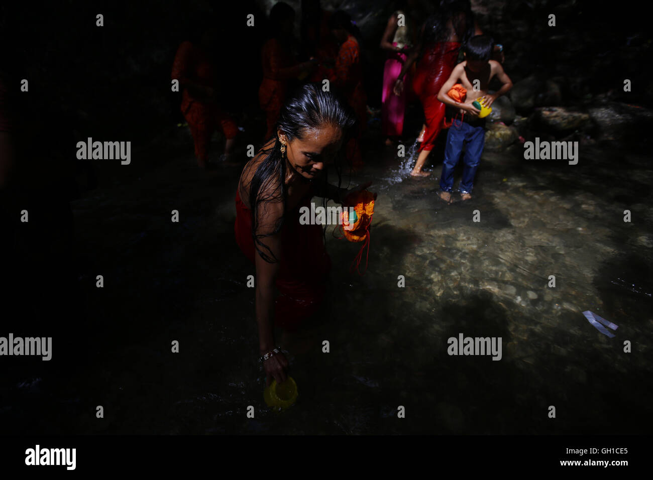 Kathmandu, Nepal. 8th Aug, 2016. A Hindu worshipper or pilgrim also ...