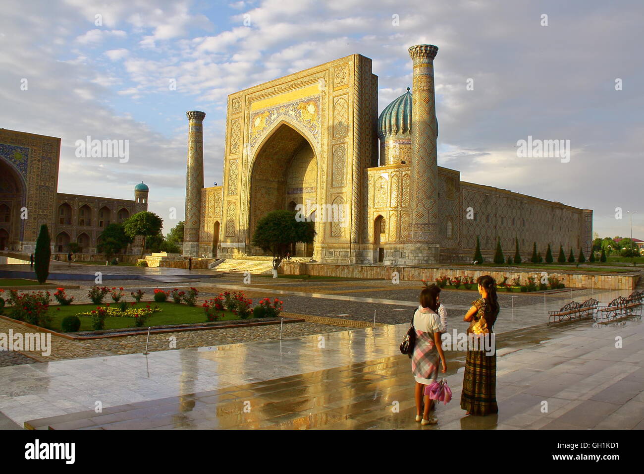 The Registan after the rain at sunset in Samarkand, Uzbekistan Stock ...