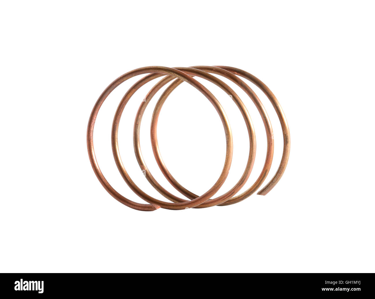 Copper wire spring on white background. Clipping path is included Stock ...