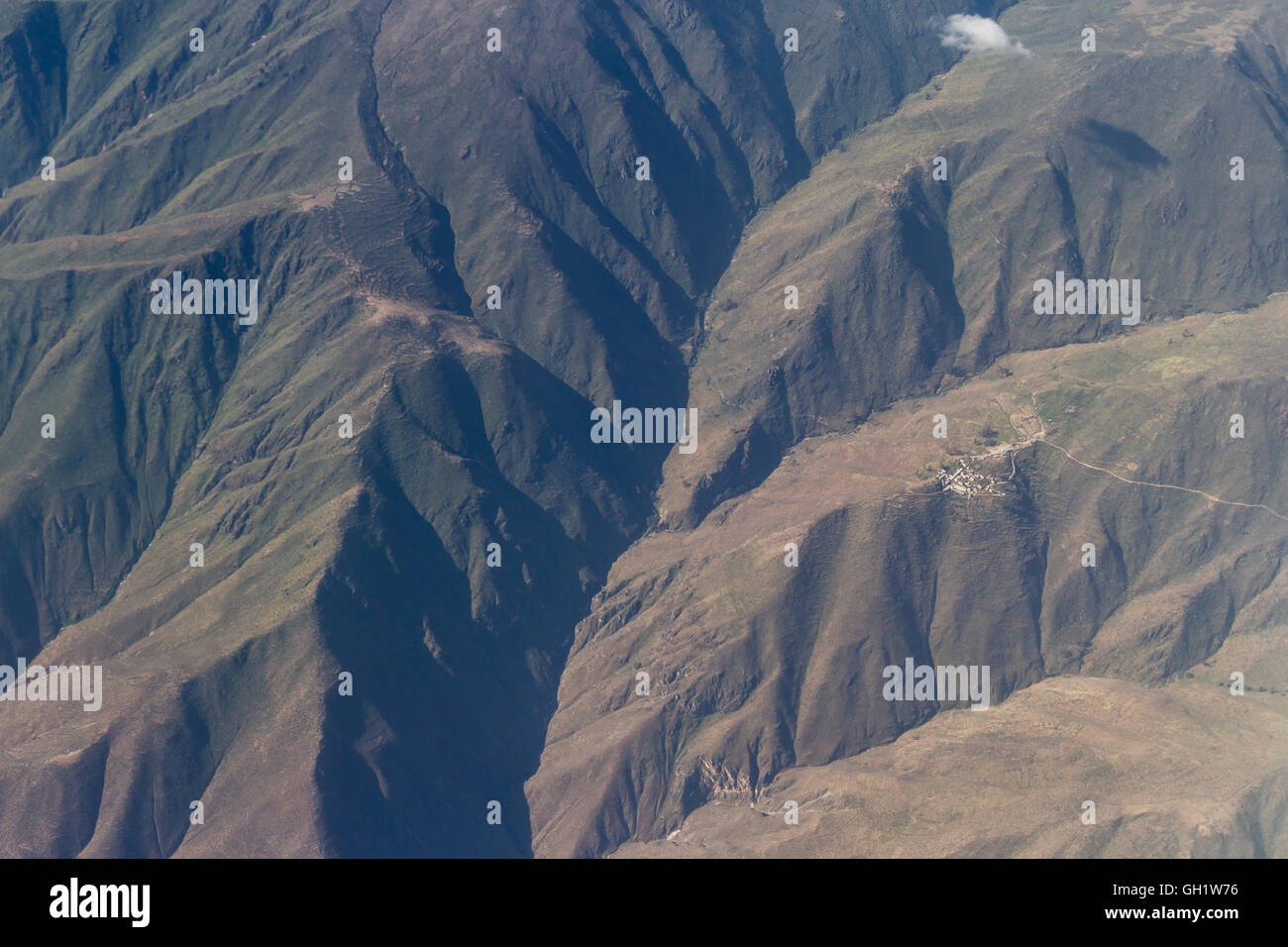 Peru - May 11 : Aerial view of the mountains of Peru from an Airplane ...