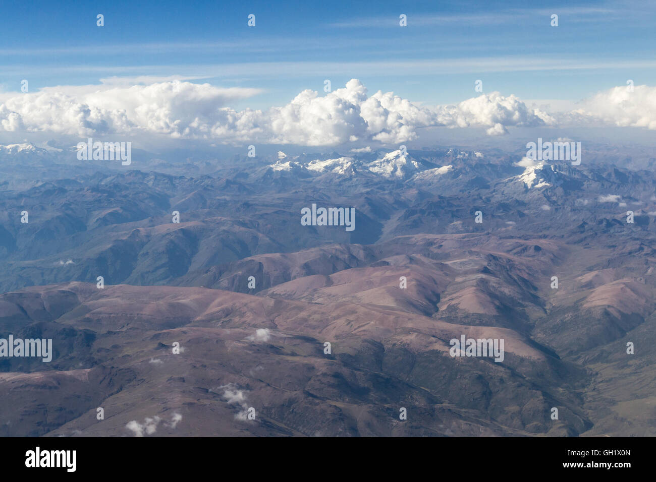 Peru - May 11 : Aerial view of the mountains of Peru from an Airplane ...