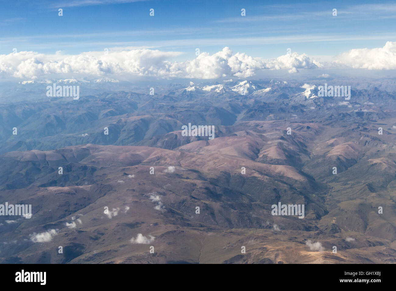 Peru - May 11 : Aerial view of the mountains of Peru from an Airplane ...