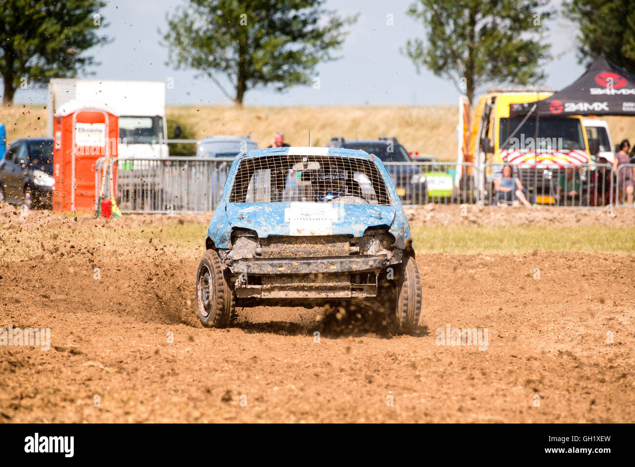 stock cars racing on a dirt track Stock Photo - Alamy