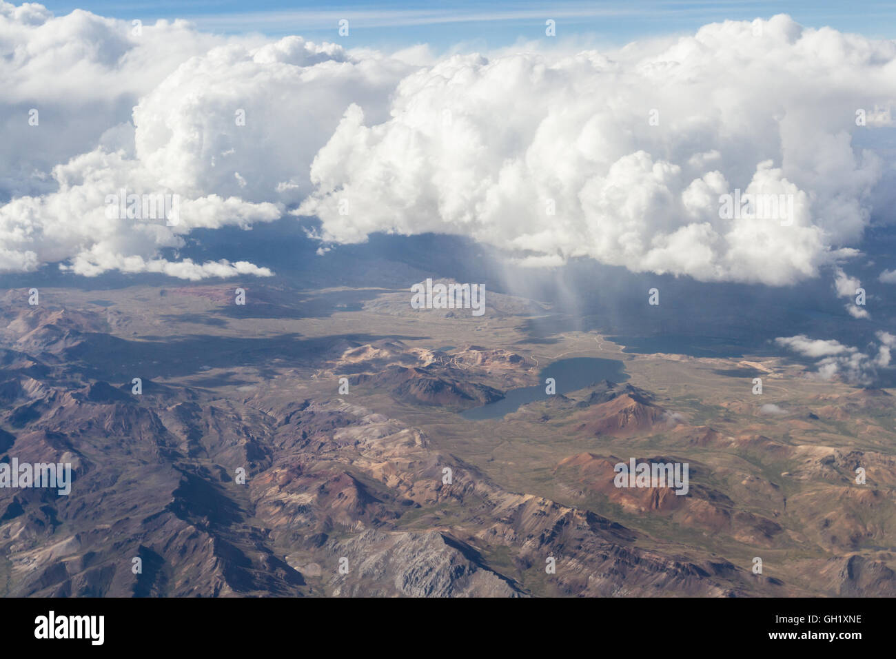 Peru - May 11 : Aerial view of the mountains of Peru from an Airplane ...