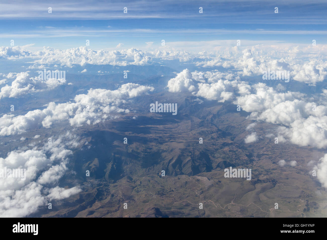 Peru - May 11 : Aerial view of the mountains of Peru from an Airplane ...