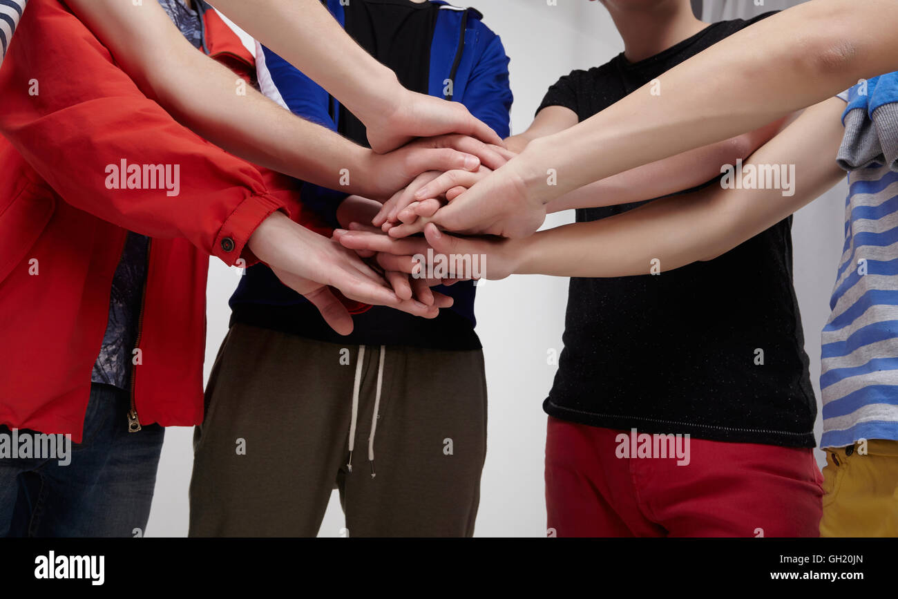 Hands close-up all together Stock Photo - Alamy
