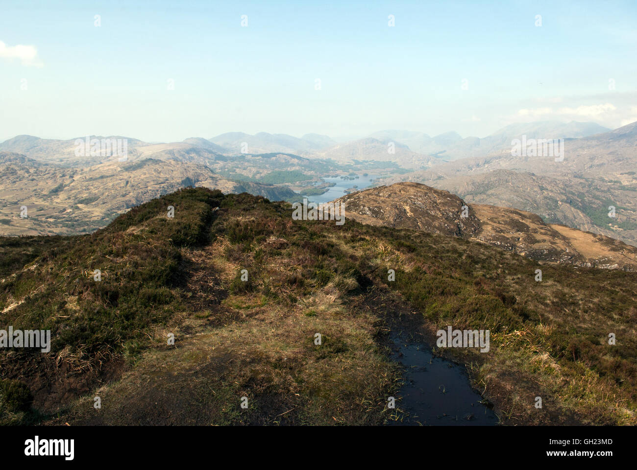 Irish mountains seen from the Troc Mountain in the Ring of Kerry Stock ...