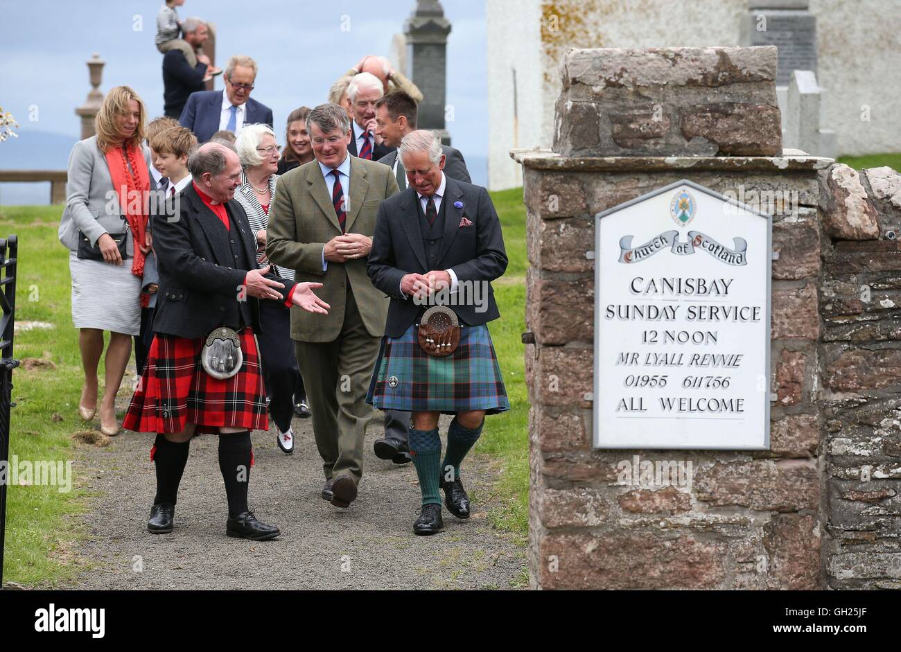 The Duke of Rothesay (right) leaves Canisbay Church following the ...