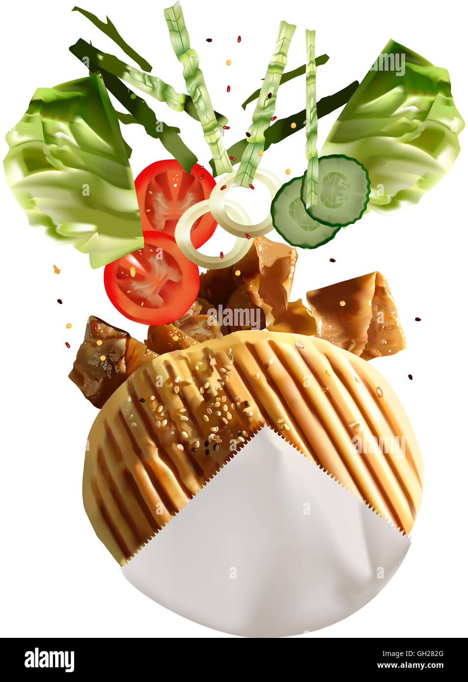 Turkish Doner Kebab illustration Stock Photo - Alamy