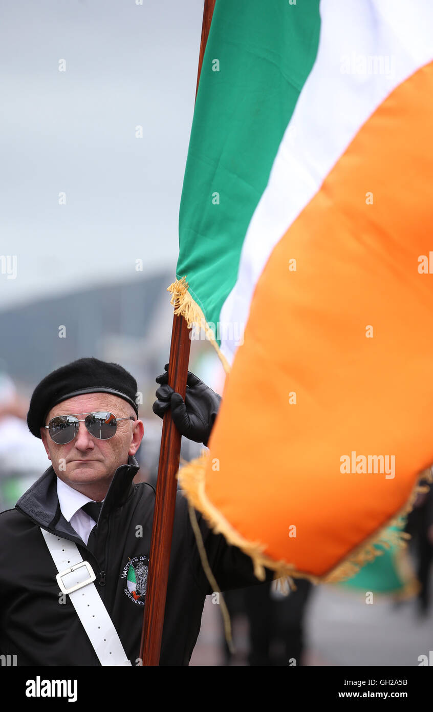 An anti-internment march proceeds down Divis Street in Belfast which ...