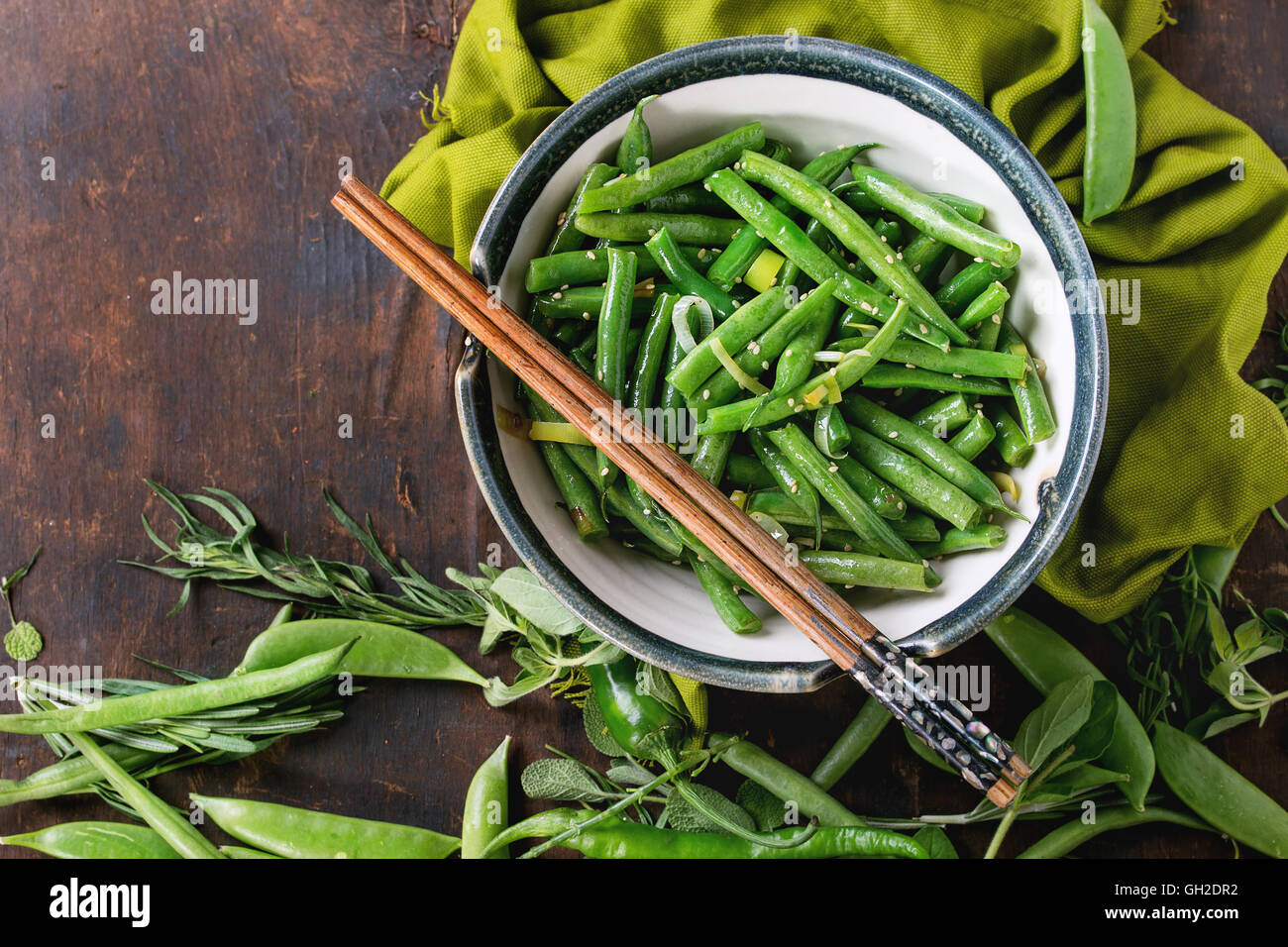 Fried long beans Stock Photo - Alamy