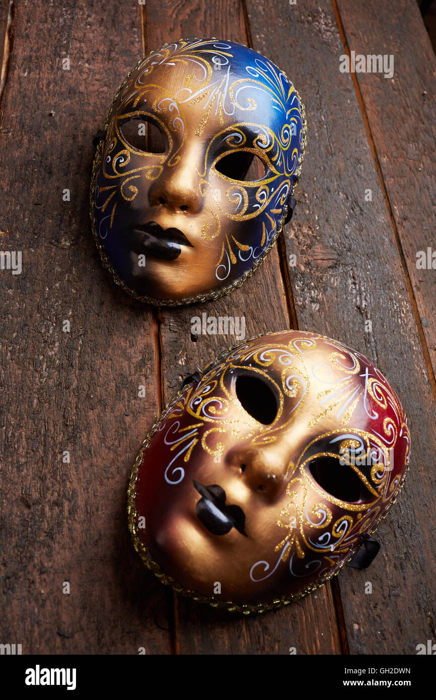 Old golden venetian masks hi-res stock photography and images - Alamy