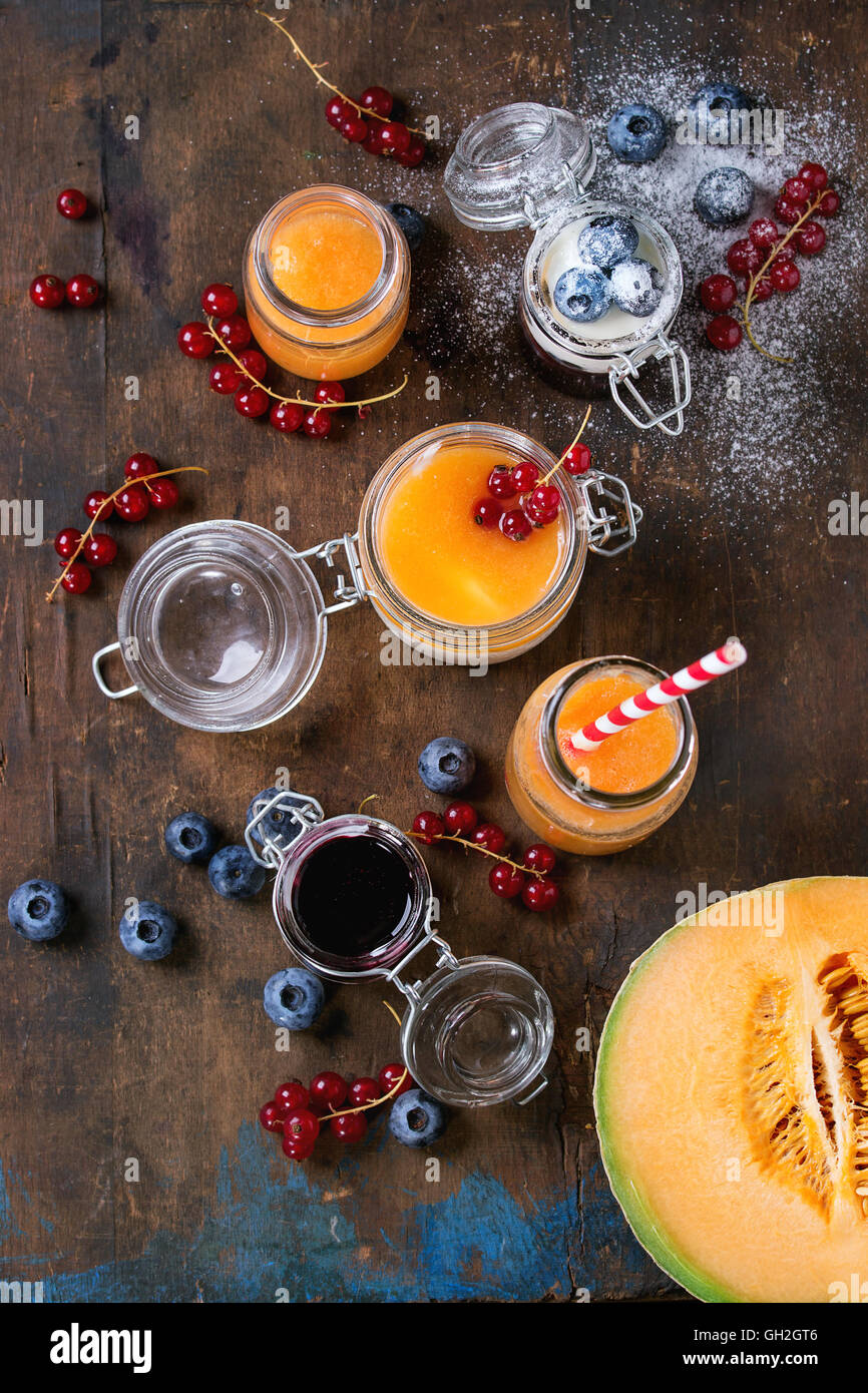Melon and blueberries smoothie Stock Photo - Alamy