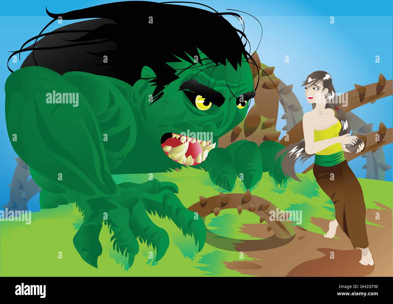 Girl running scared Stock Vector Images - Alamy
