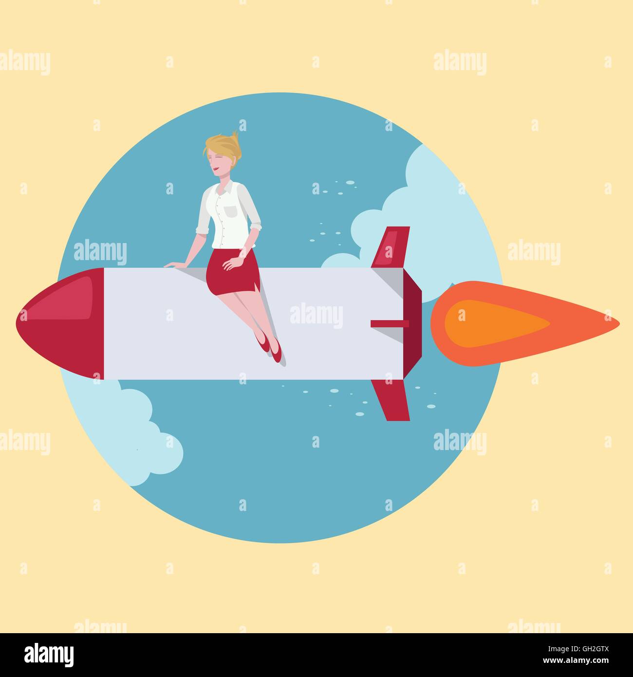 Woman ride rocket Stock Vector Image & Art - Alamy