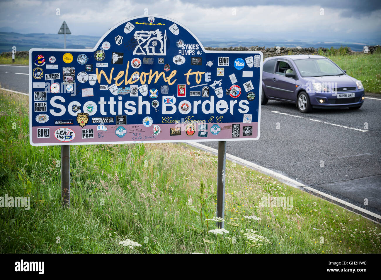The welcome sign for Scotland - the Scottish Borders at Carter Bar ...